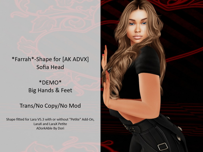 Second Life Marketplace - *Farrah*-Shape [AK ADVX] Sofia Head *DEMO*